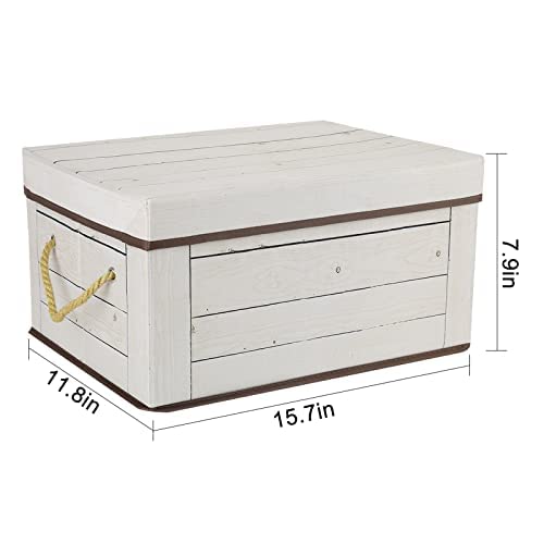 Livememory Memory Box for Keepsake, Decorative Storage Box with Lids and Handles - L15.7 x W11.8 x H7.9 Inches (Not Made of Wood)
