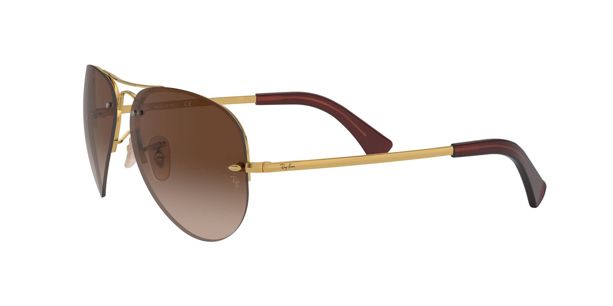 Ray-Ban RB3449 Aviator Sunglasses, Silver/Clear/Blue/Grey Gradient, 59 mm
