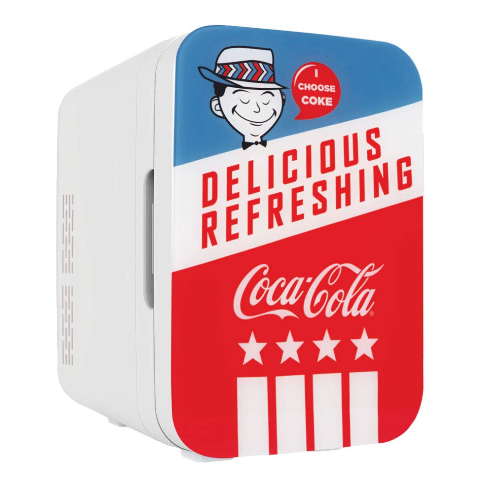 Cooluli Retro Coca-Cola Mini Fridge for Bedroom - Car, Office Desk & College Dorm Room - 10L/12 Can Small Refrigerator - AC/DC 12V Portable Cooler & Warmer for Food, Drinks & Skincare (Coke, Vintage)