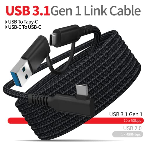 Deuiorj Link Cable 16 FT Compatible with Oculus Quest 2, High Speed PC Data Transfer Link Cable, Fast Charging USB 3.1 Gen2 to USB C Cable for VR Headset and Gaming PC, Black (SL-Q2N101)