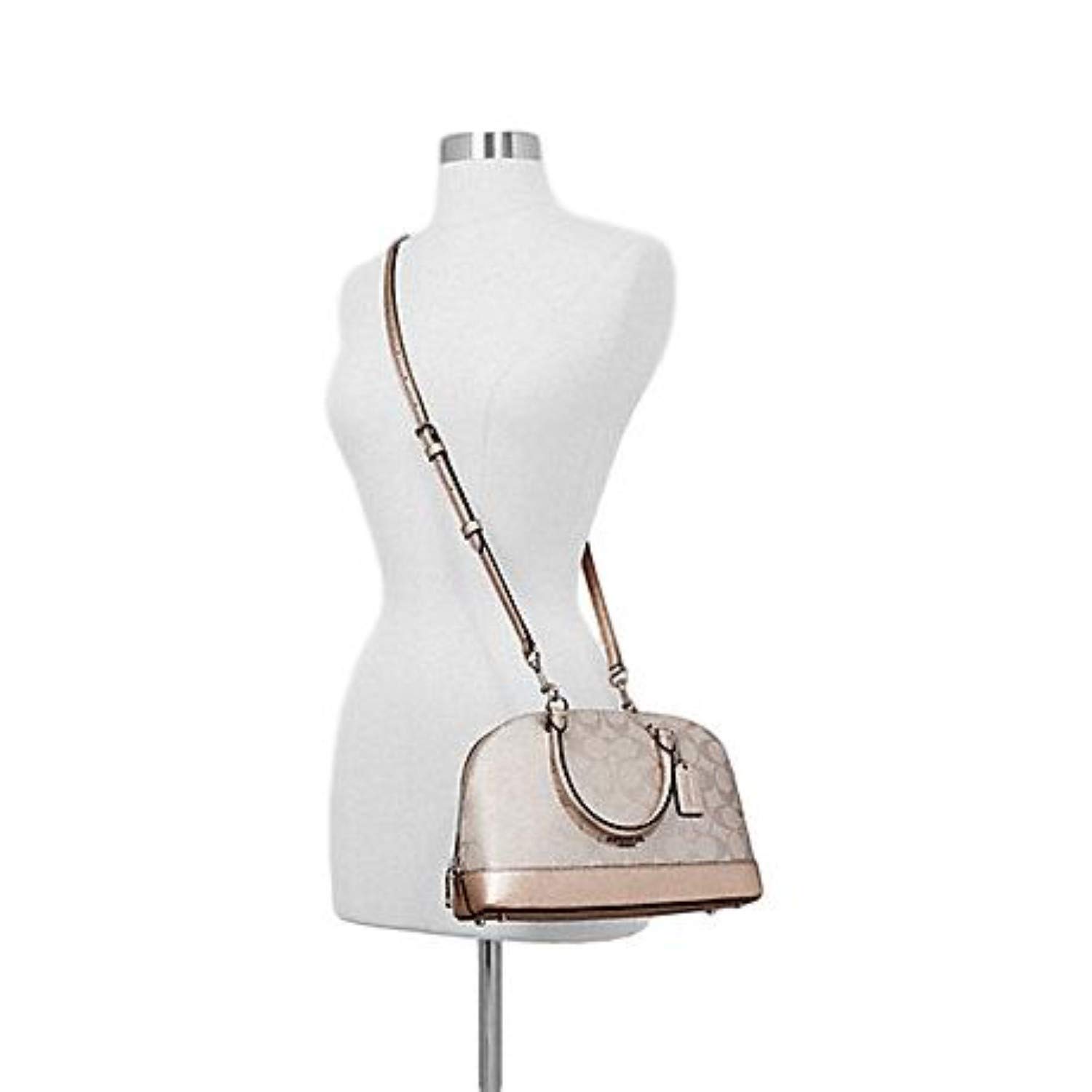 Coach Metallic Exotic Trim Mini Sierra Satchel Handbag Crossbody (SV/Platinum)