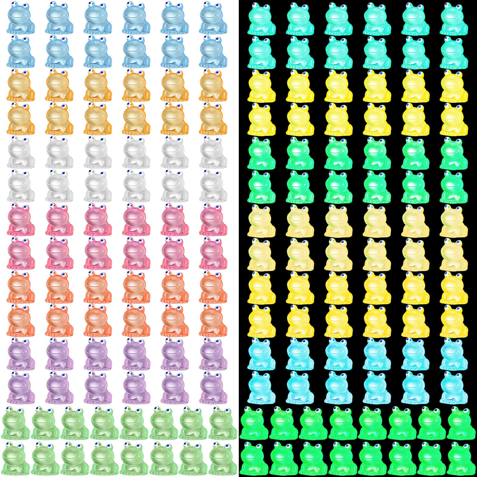 Chitidr 50 Pcs Mini Resin Frogs Glitter Cute Frog Miniature Figurines Frogs DIY Ornament Accessories for Garden Dollhouse Decoration Crafts (Colorful)