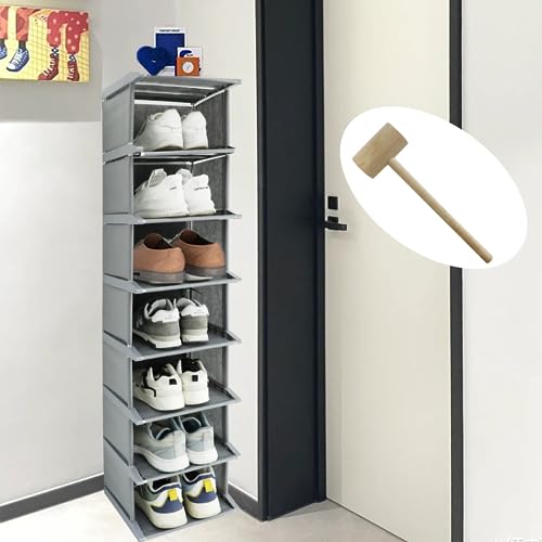 MEIXINZHI Narrow Shoe Rack, 8 Tiers Vertical Shoe Rack Shoe Tower Tall Slim Shoe Rack Storage Organizer for Closet Entryway Space Saving Corner Shoe Shelf
