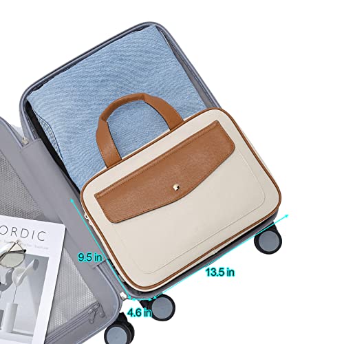 CLUCI Toiletry Bag Hanging Travel Organizer with Transparent Cosmetic Bag and Makeup Pouch For Full Sized Toiletries, Off-White