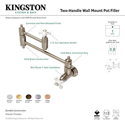 Kingston Brass KS3105PX Restoration Pot Filler, Oil Rubbed Bronze