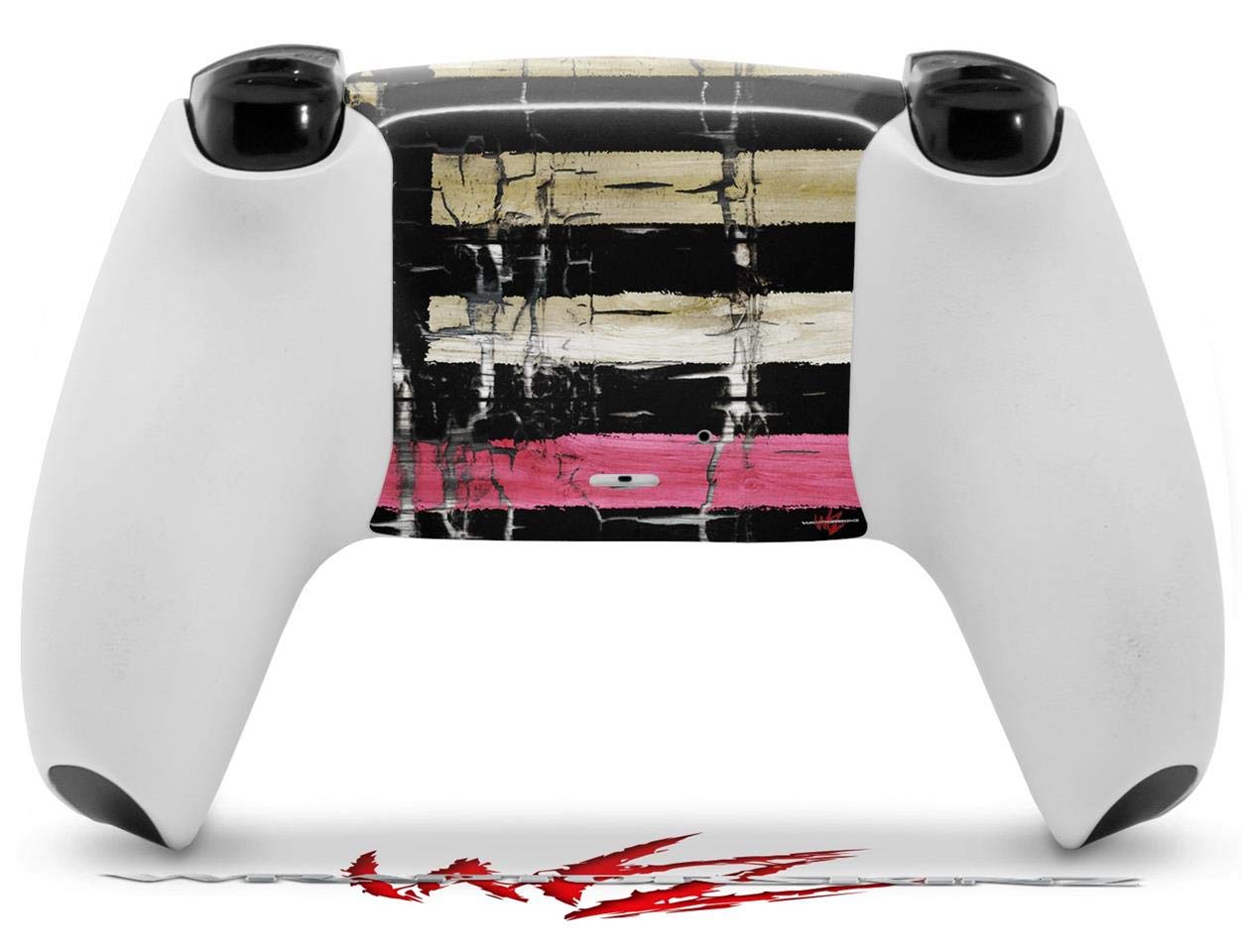 WraptorSkinz Skin Wrap compatible with Sony PS5 DualSense Controller Painted Faded and Cracked Pink Line USA American Flag (CONTROLLER NOT INCLUDED)