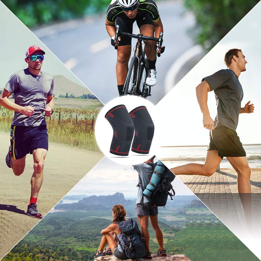 Cocobla Sports Knee Braces 2 Pack Stretch Fit Knee Sleeve Support Protector for Running, Injury Recovery, Pain Relief Men & Women