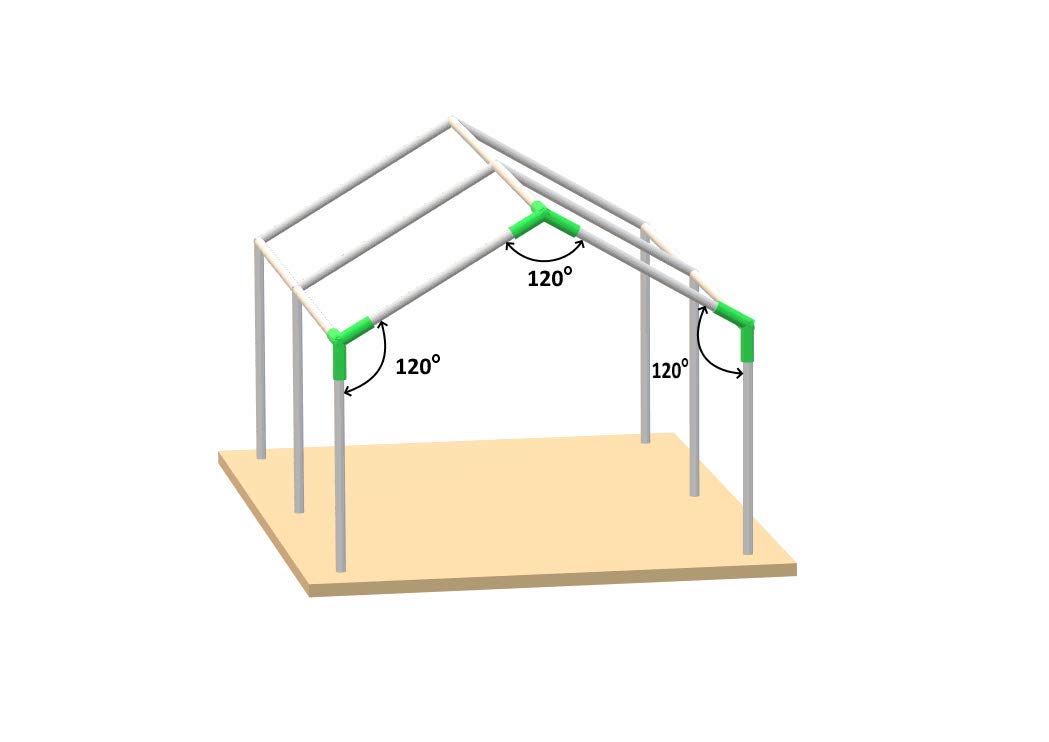 Canopy Fittings 1-3/8" High Peak Carport Connectors Set for Shelter Deck Shed Frame 6, 9, 12, 15 Legs, 6/Pack (3-Way Galvanized)
