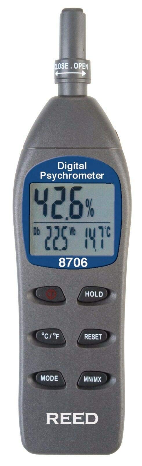 REED Instruments 8706 Digital Psychrometer/Thermo-Hygrometer, (Wet Bulb, Dew Point, Temperature, Humidity)