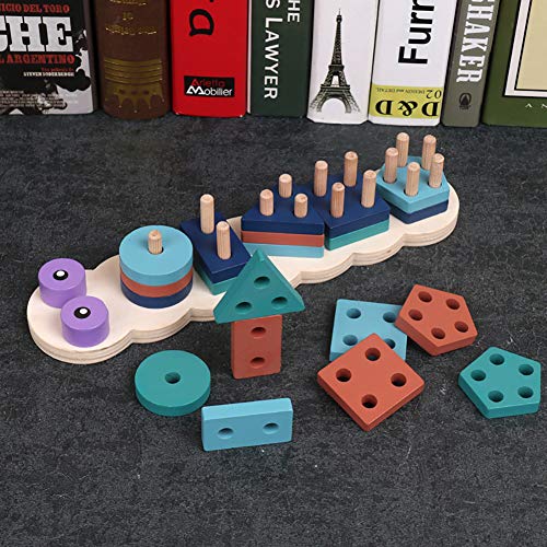 MCJL Children's Geometric Shape Toys Wooden Puzzle Toy Cubic Toy Baby Cube Shaped Cognitive Toys Birthday Present