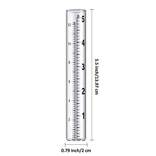 Frienda 4 Pieces Capacity Rain Gauge Glass Tube Replacement Rainfall Test Tube with Scale for Yard Garden Outdoor Home (4, 5 Inch)