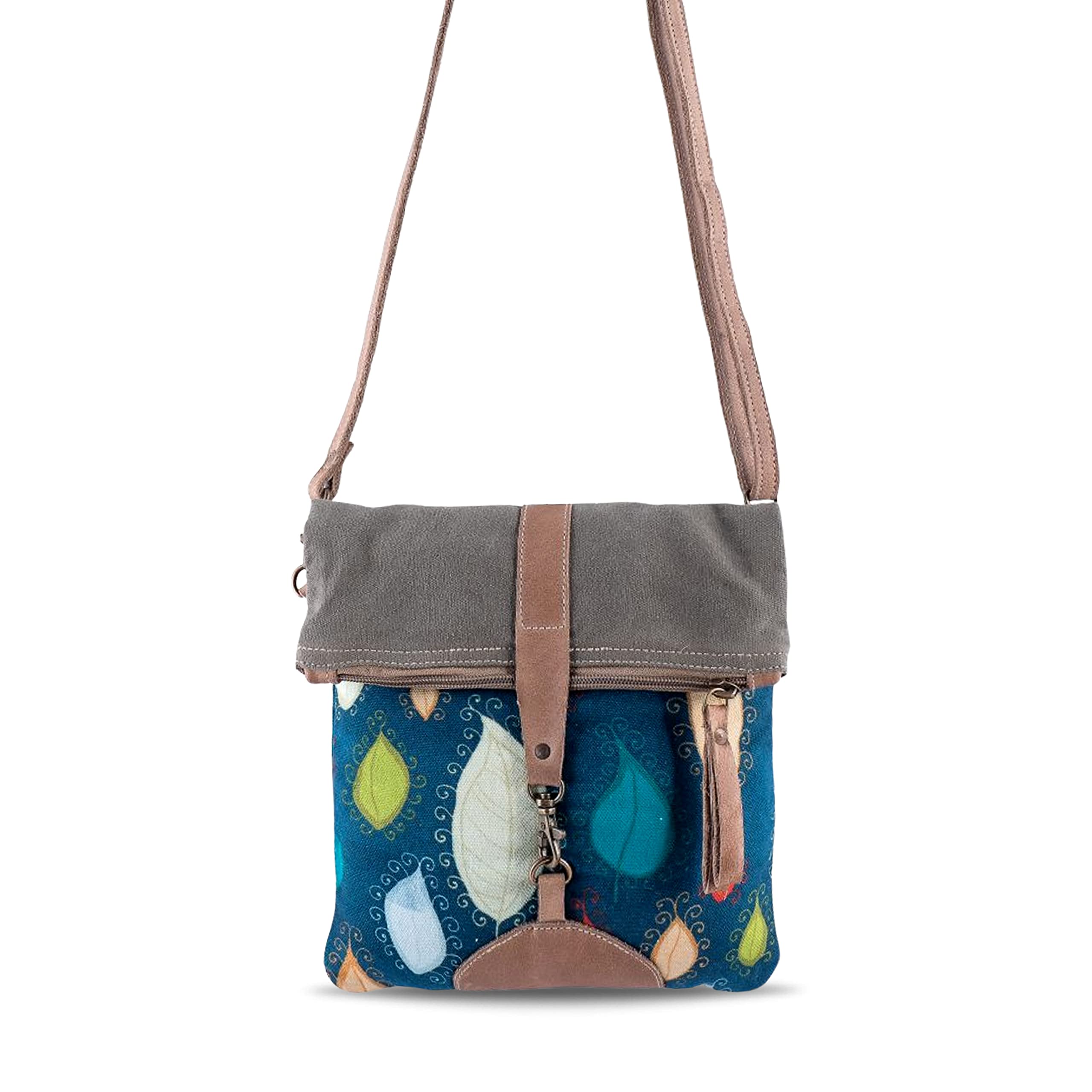 SIXTEASE Crossbody Bag for Women Vintage Style Genuine Leather, Upcycled Canvas, Rug, or Hair On - Cross Body Womens Bags with Inside Zipper Pockets - Amenable