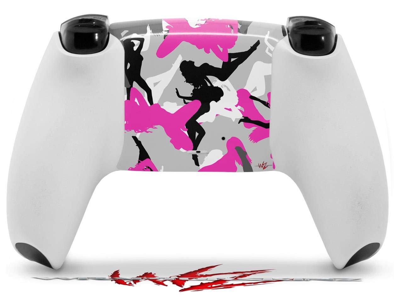 WraptorSkinz Skin Wrap compatible with Sony PS5 DualSense Controller Sexy Girl Silhouette Camo Hot Pink Fuschia (CONTROLLER NOT INCLUDED)