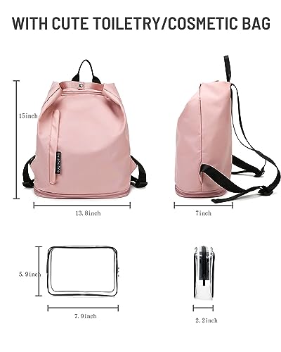 Maytopia Gym Sports Backpack for Women Men with Shoe Compartment & Wet Pocket Water Resistant Small Workout bag (PINK)