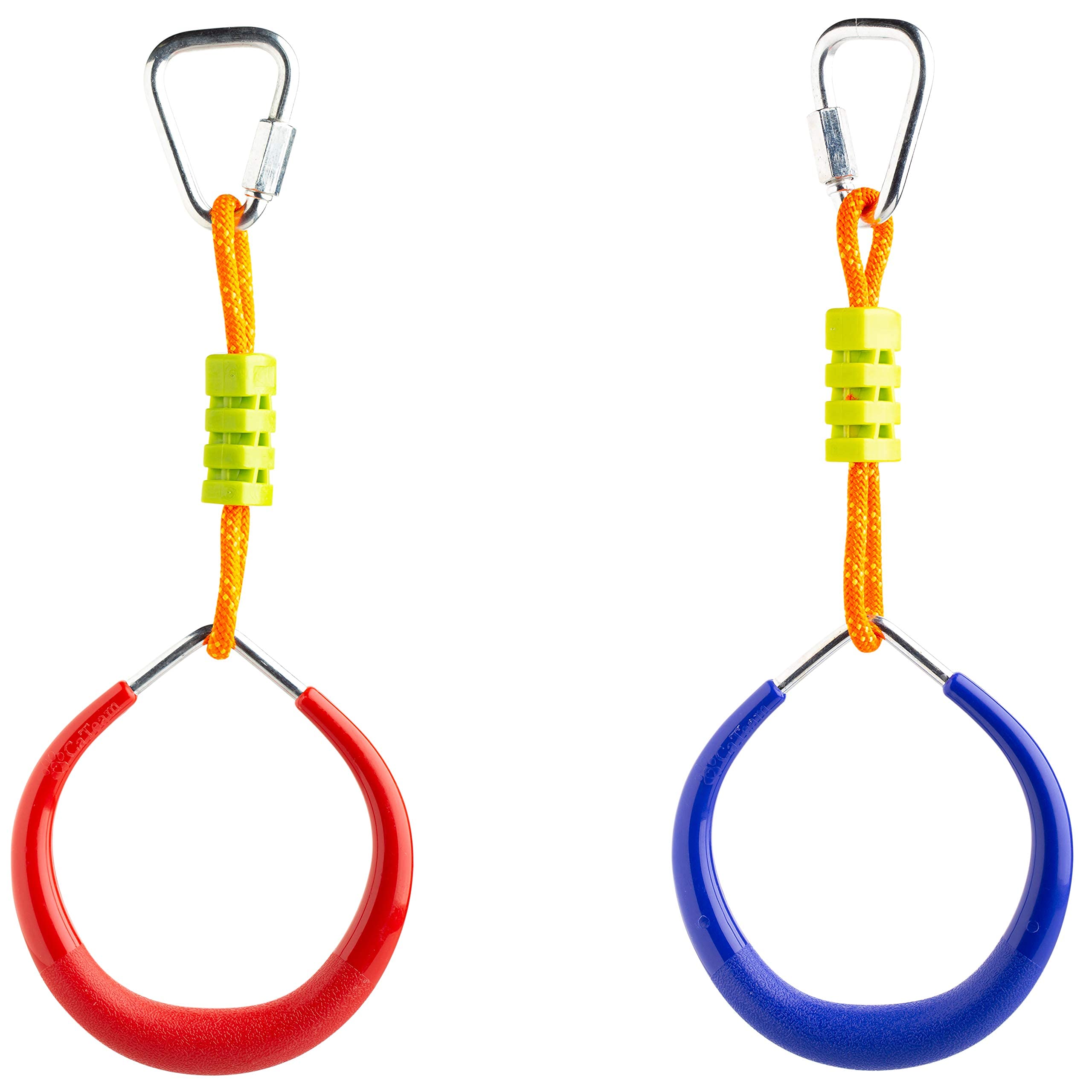 Cateam Slackline Accessories – Multicolor Gymnastic Rings Set of 2 with carabiners – Monkey bar Rings for Backyard Obstacle Course