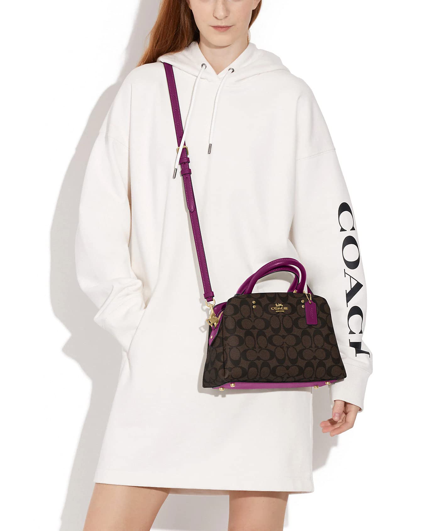 Coach Women's Mini Lillie Carryall, Brown/Dark Magenta