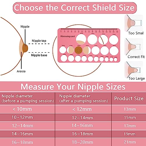 Silicone Flange Insert 13/15/17/19/21mm, Compatible with Medela, Willow, Momcozy S9/S10/S12 Wearable Hand Free Breast Pump Flange Insert, Reduce 24mm Shield/Flange Nipple Tunnel Down to Correct Size
