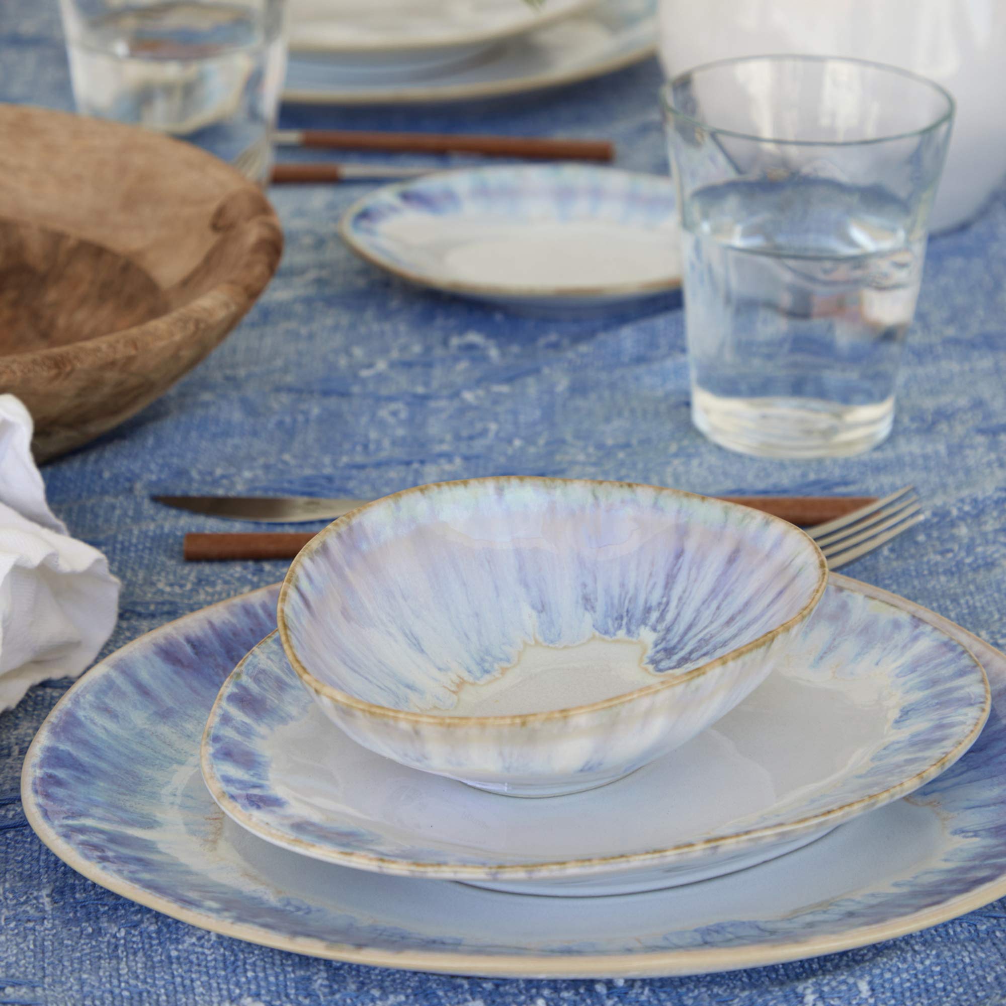 Costa Nova Ceramic Stoneware 11'' Oval Dinner Plate - Brisa Collection, Ria Blue | Microwave & Dishwasher Safe Dinnerware | Food Safe Glazing | Restaurant Quality Tableware