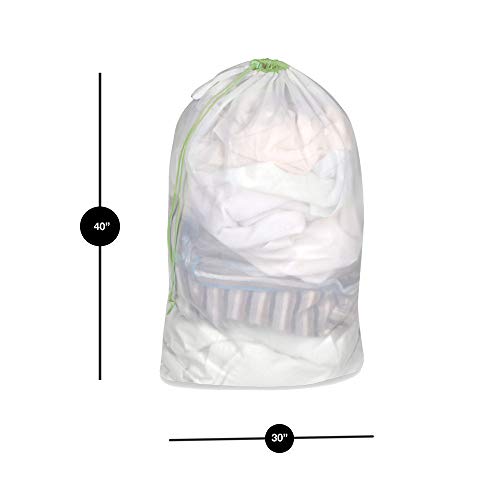Smart Design Heavy-Duty Laundry Bag – Holds Up to 3 Loads, Jumbo – Laundry Hamper with Handle & Push-Lock Drawstring for Easy Organization and Storage – Laundry Basket Made with Breathable Mesh