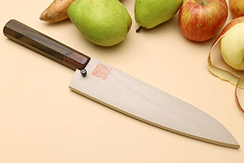 Yoshihiro VG-10 46 Layers Hammered Damascus Gyuto Japanese Chefs Knife (Octagonal Shitan Rosewood Handle) (7" (180mm))