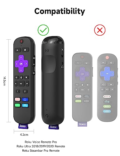 Silicone Remote Case for Roku Voice Remote Pro/RCS01R Universal Shockproof Protective Cover for Roku Ultra(2022/2021/2020/2019) Sleeve Skin with Lanyard for Roku Streaming Stick 4K+ Remote(Black)