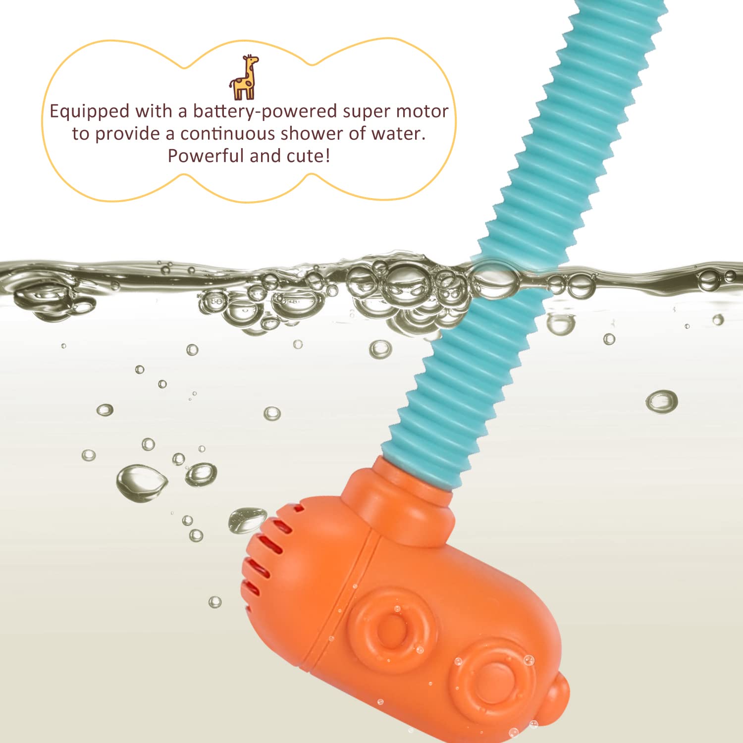 CLYMENE Bath Toys for Toddlers, Giraffe Shower Water Pump with 3 Suction Spinner Toys for Maximum Tub Bathtime Fun for Babies and Toddlers