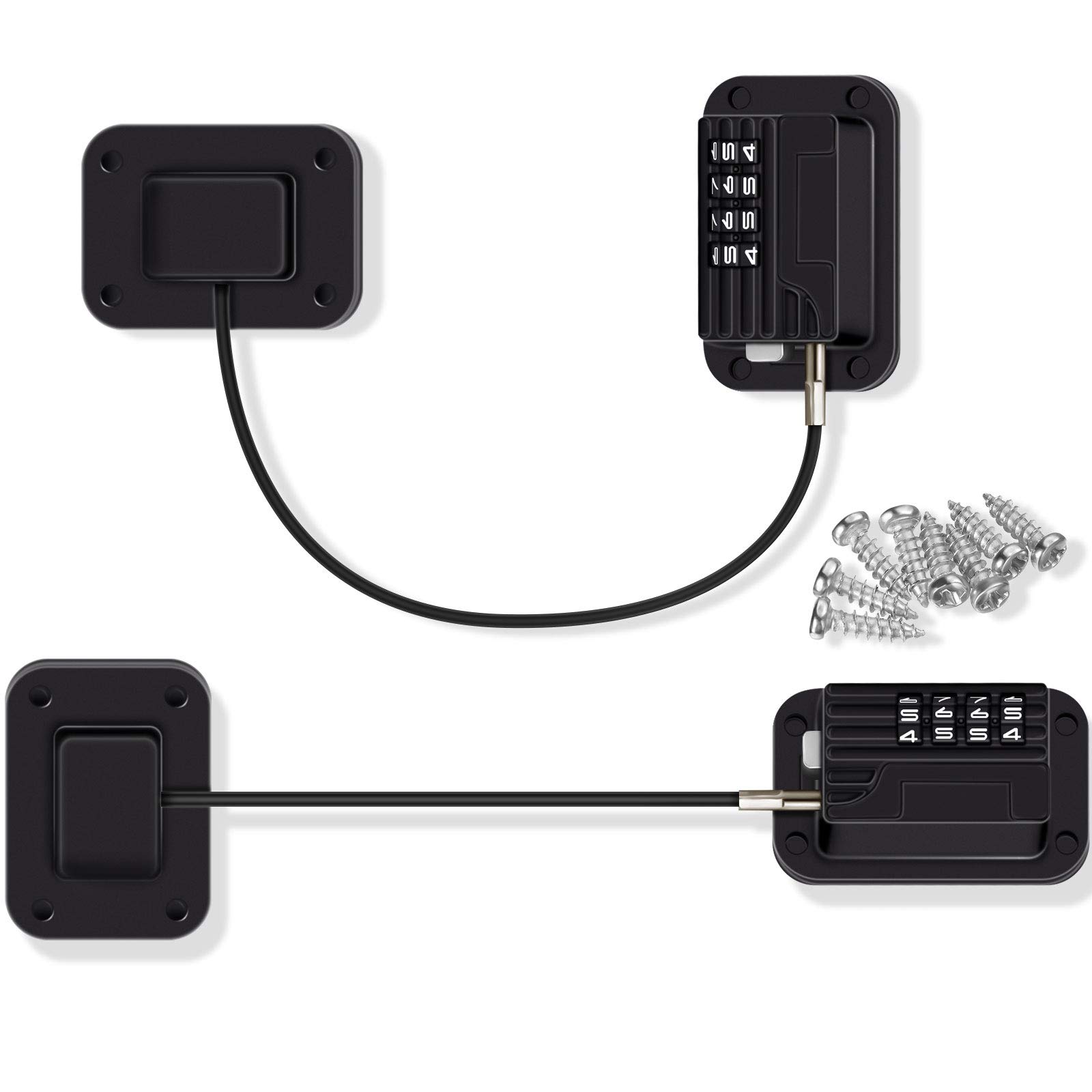 Jetec 2 Pieces Refrigerator Lock 4 Number Coded Freezer Lock Adhesive Fridge Door Lock Combination Safety Locks for Refrigerators Freezers File Cabinets Drawer Refrigerator Door(Black)