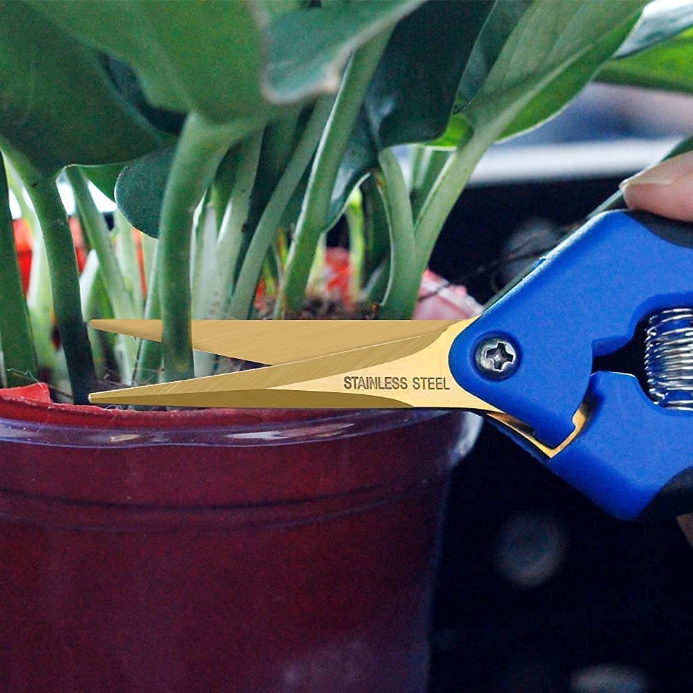 HOMEANING Gardening Shears Combination Set, Blades Gardening Hand Pruning Snips Titanium Coated Precision Bonsai Pruning Shears, Convenient and Efficient Flower Cutters 2PCS (Blue, Orange)