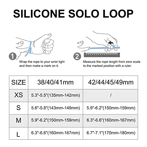 Silicone Solo Loop Bands Compatible with Apple Watch Band 38mm 40mm 41mm 42mm 44mm 45mm 49mm, Stretchy Silicone Elastic Sport Strap Compatible for iWatch Series 8/7/6/5/4/3/2/1/SE Ultra