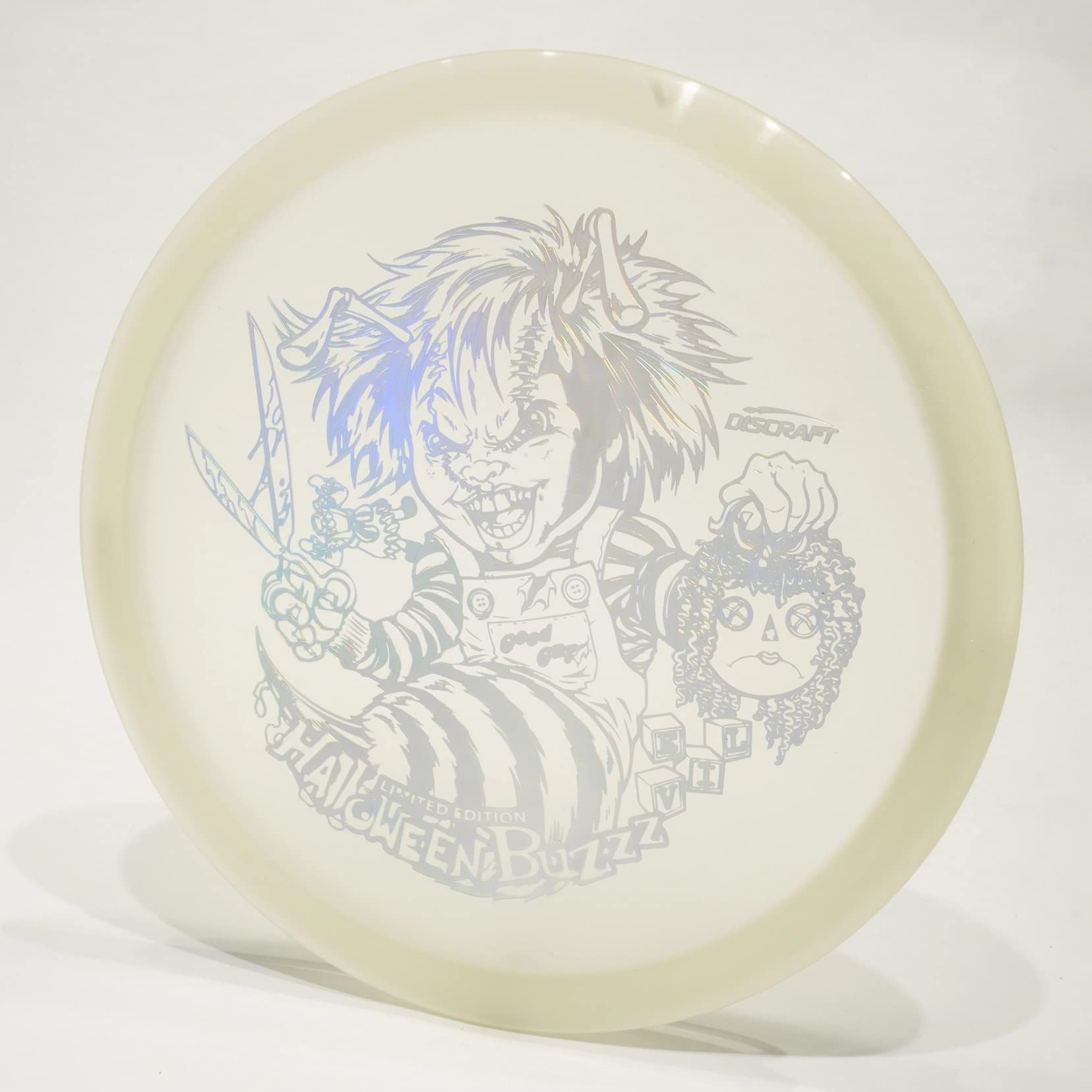 Discraft Glow Buzzz (Glo Z Line) Chucky Halloween 2022 Midrange Golf Disc 177+ Metallic Silver