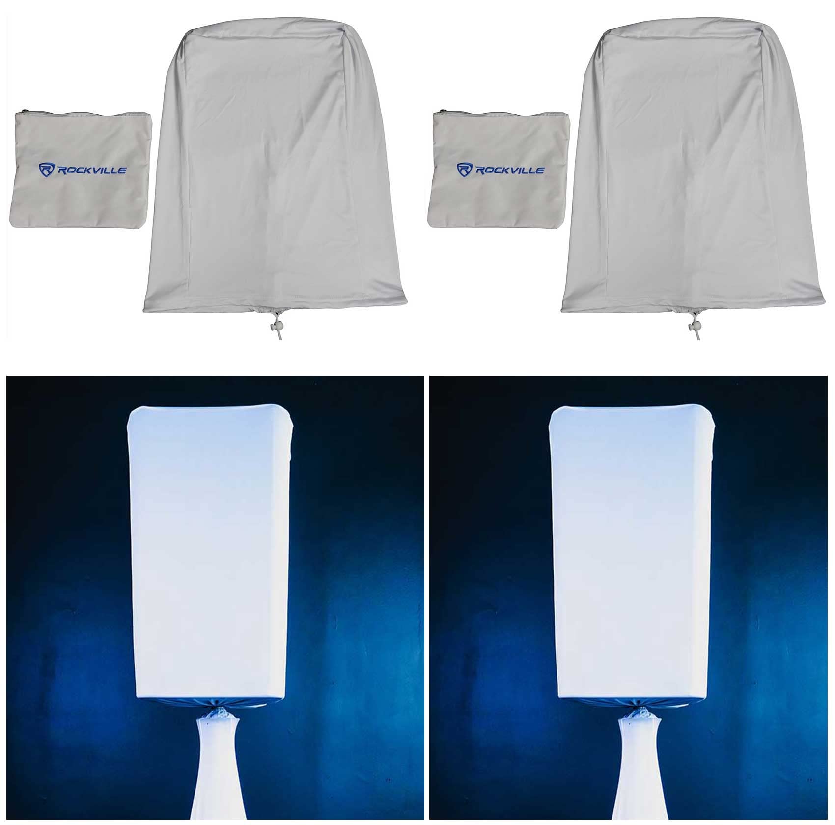Rockville (2) RSC158W White 15 inch PA DJ Speaker Cover Scrims 4 Wedding Church Club