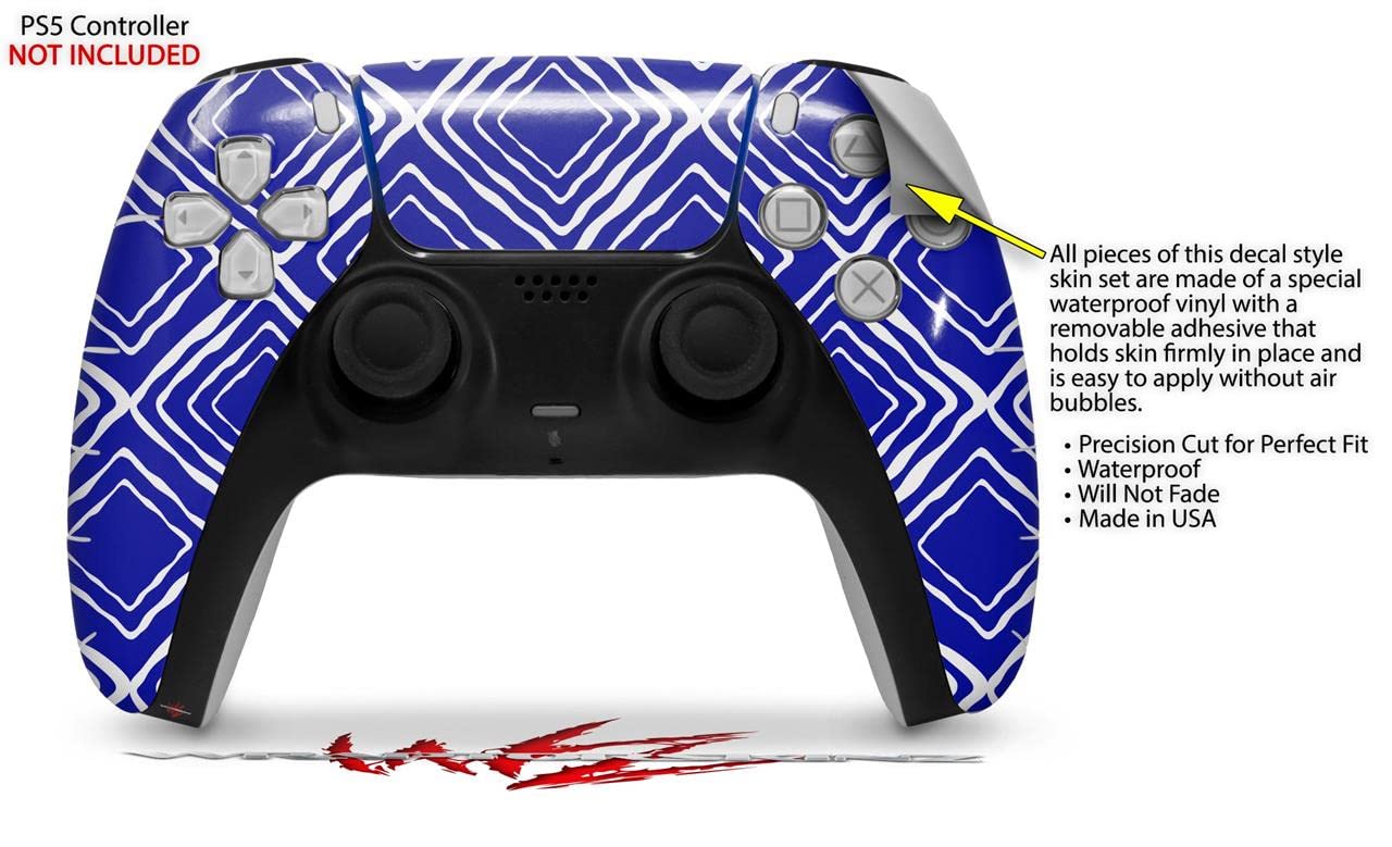 WraptorSkinz Skin Wrap compatible with Sony PS5 DualSense Controller Wavey Royal Blue (CONTROLLER NOT INCLUDED)