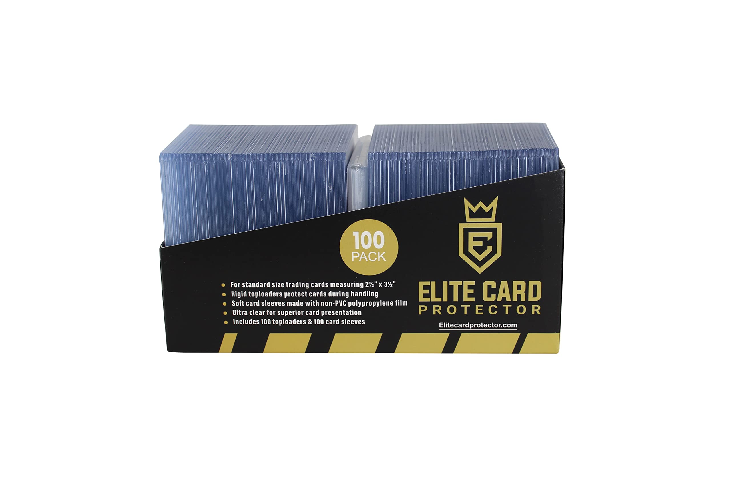 Elite Card Protector 3" x 4" Toploaders. 100 Toploader + 100 Sleeves for Collectible Trading Cards (100 ct.) Up to 35Pt Thick. Premium Card Protection to Keep Your Collection Safe!