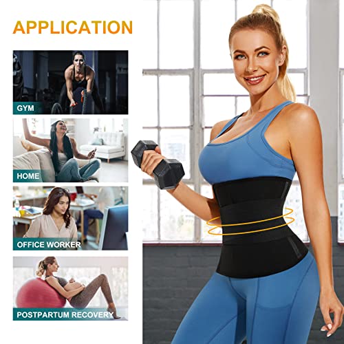 SUNACGO Waist Trainer for Women Workout Waist Cincher Trimmer 3 Segmented Underbust Corset Tummy Control Hourglass Body Shaper(Black, Medium)