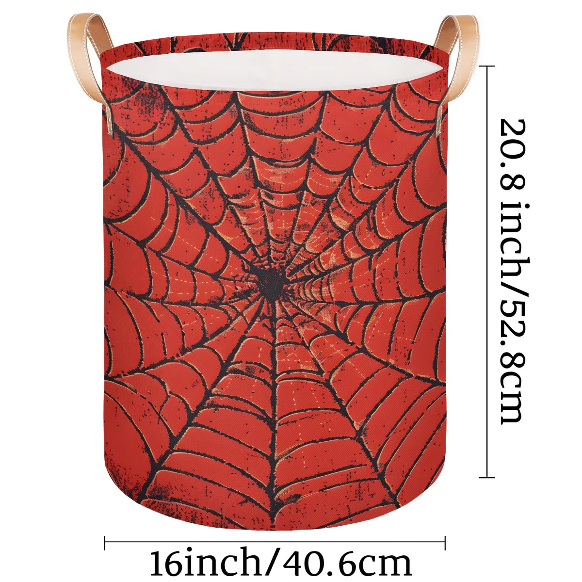 Gumuslen Red Spider Web Laundry Basket Collapsible Dirty Clothes Laundry Hamper Canvas Waterproof Storage Baskets Baby Toys Organizer Bin Kids Nursery Hamper for Bathroom Bedroom