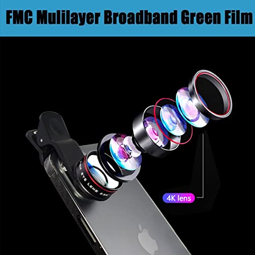 Phone Camera Lens, Clip on Cell HD Phone Fisheye Lens kit, 235° Fisheye Lens ,for Most iPhone Android Samsung Phones and Smartphones