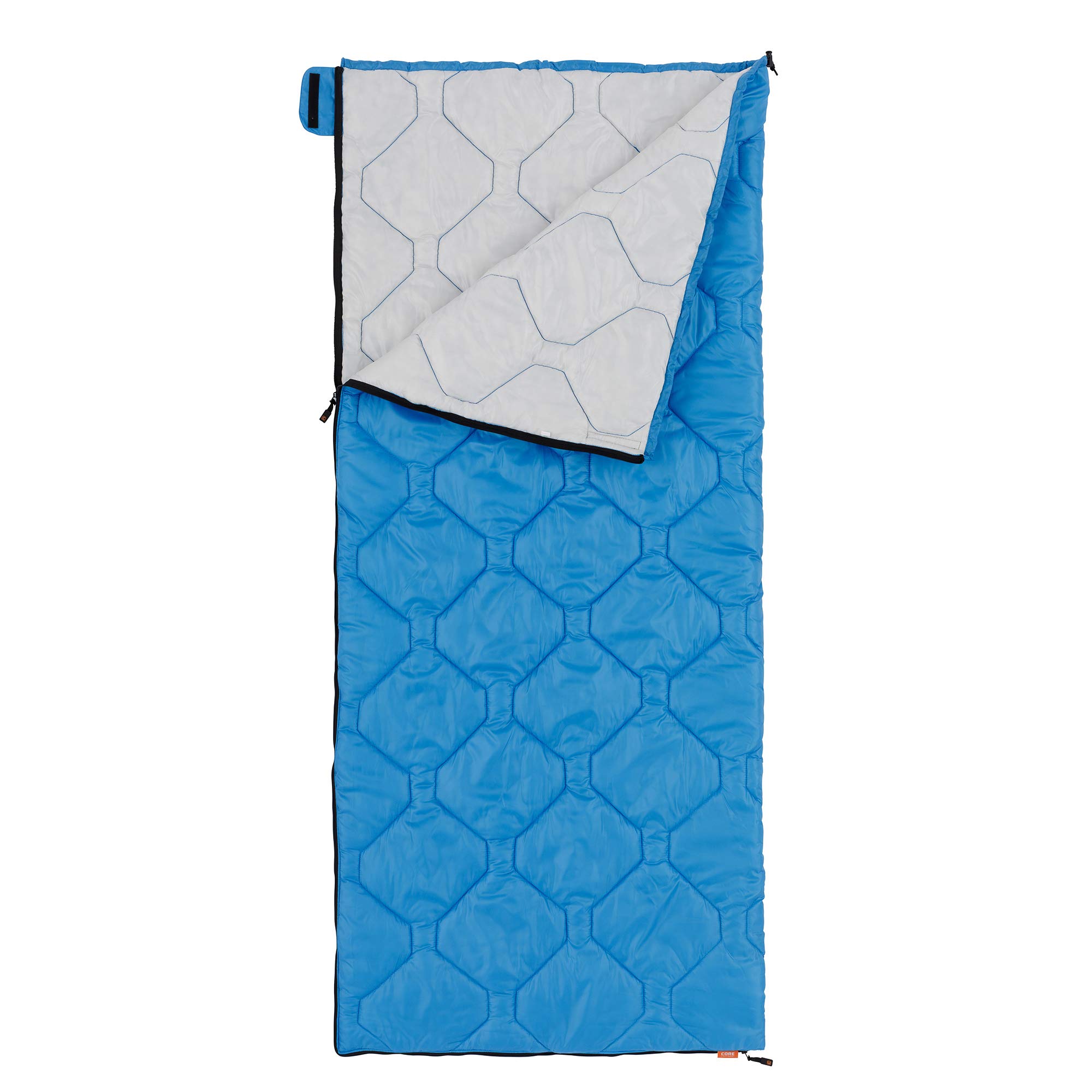 Core 40 Degree Cool Climate Sleeping Bag; Perfect for Traveling Adults & Kids - Indoor & Outdoor: Camping, Backpacking, Hiking, Blue (40 Degree)