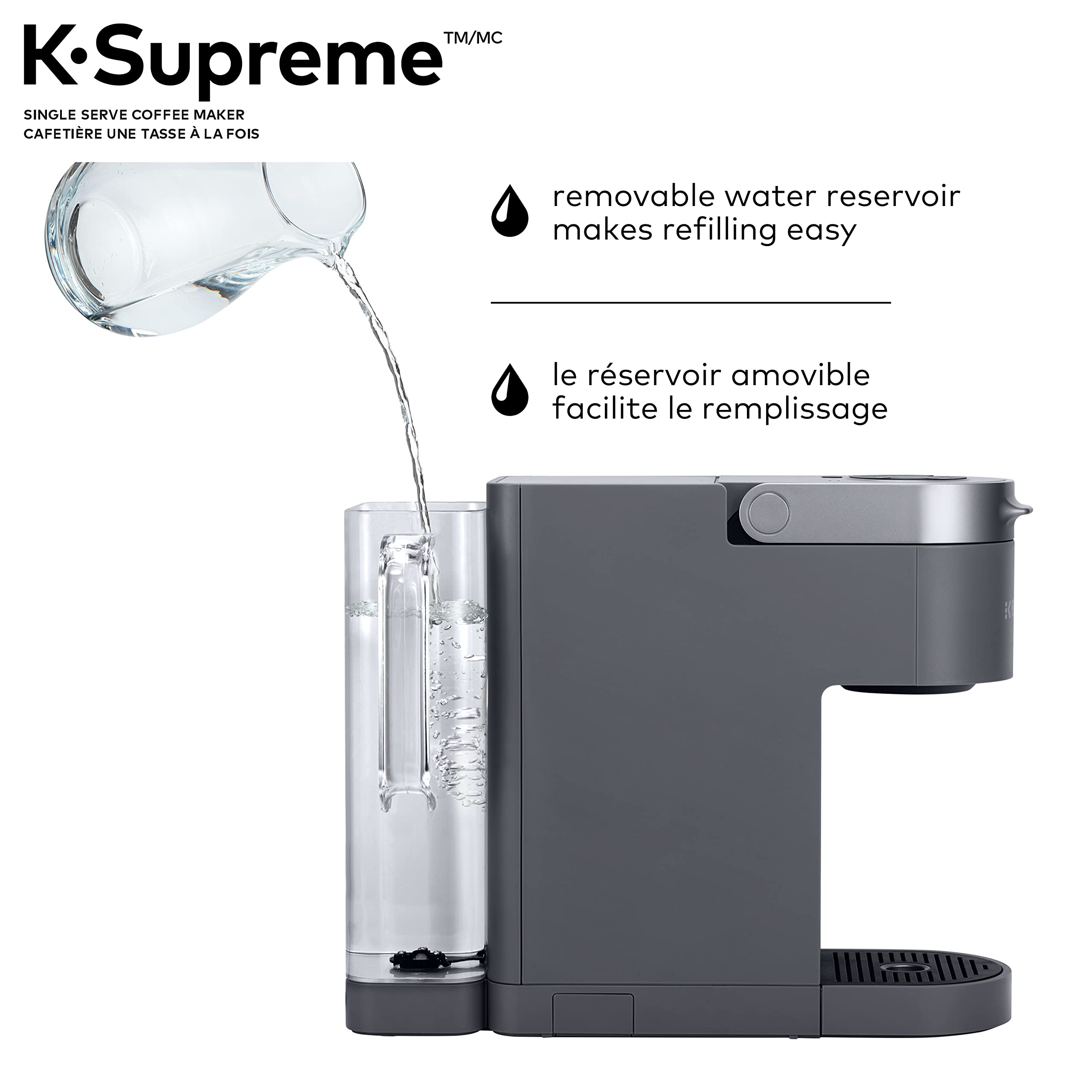 Keurig K-Supreme Coffee Maker, Single Serve K-Cup Pod Coffee Brewer Machine, With MultiStream Technology, 66 Oz Dual-Position Reservoir, and Customizable Settings, Gray