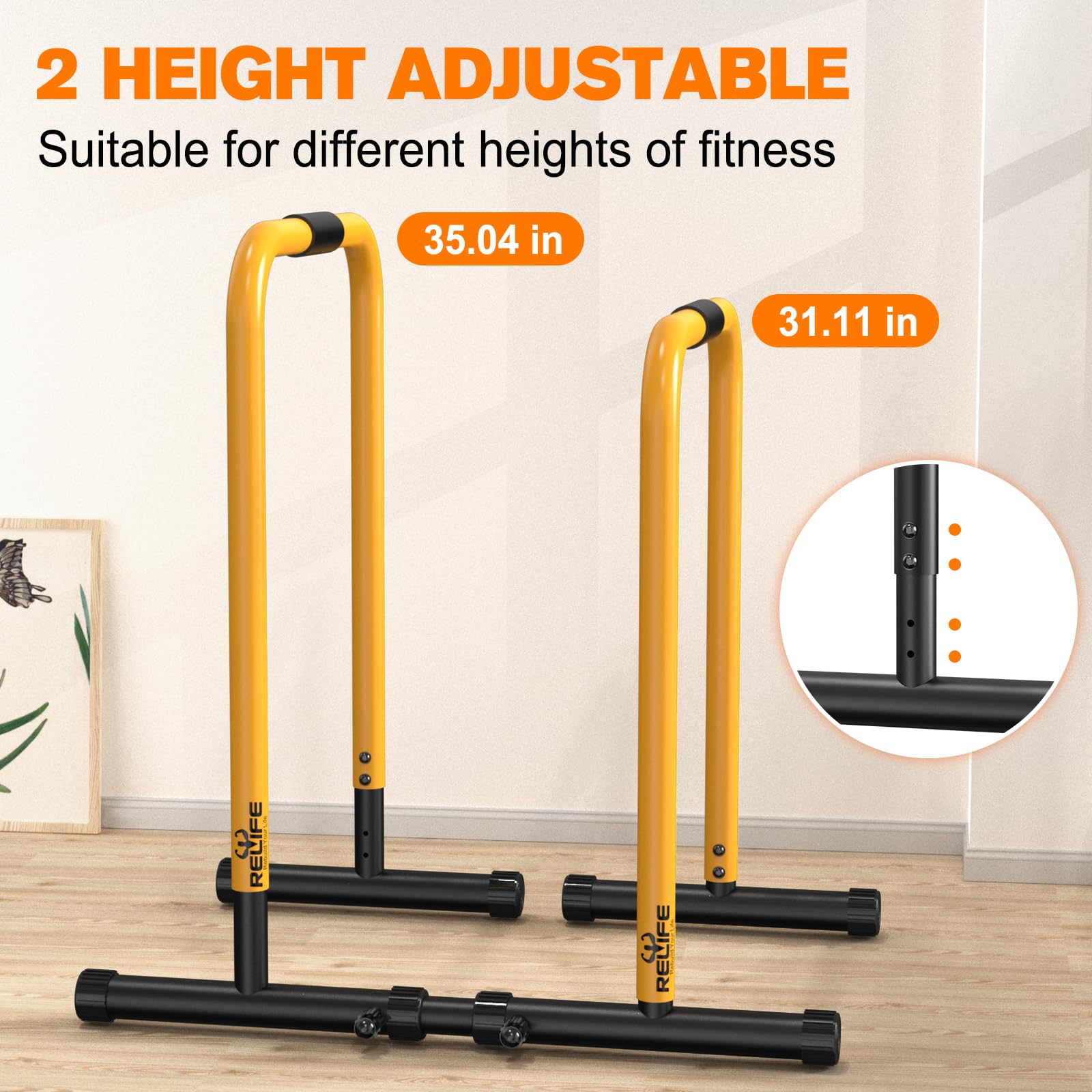 RELIFE REBUILD YOUR LIFE Dip Station Functional Heavy Duty Dip Stands Fitness Workout Dip bar Station Stabilizer Parallette Push Up Stand