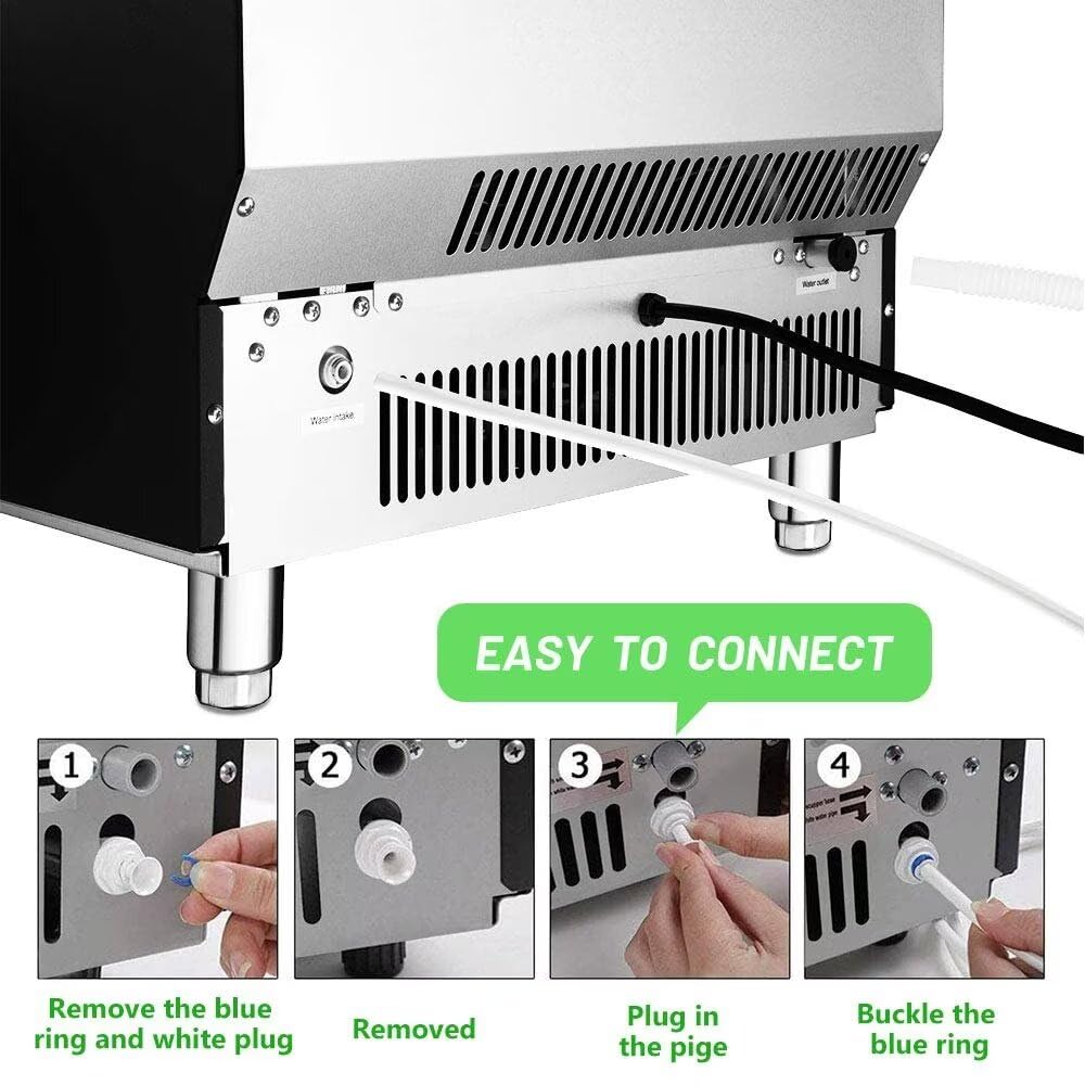 Kismile Commercial Ice Maker, Freestanding Nugget Ice Maker 200lbs/24h, 55lbs Storage Bin, Full Heavy Duty Stainless Steel Construction, Ice Maker Machine for Home Bar, Coffee Shop, Business
