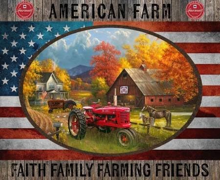 Generic Sykel Enterprises Farmall Tractor 10524 Patriotic Panel Fabric, SYKEL-10524-Patriotic