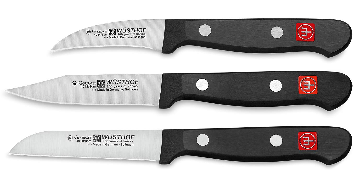WÜSTHOF Gourmet Three Piece Pairing Knife Set | 3-Piece German Knife Set | Precise Laser Cut High Carbon Stainless Steel Pairing Knife Set – Model 9727