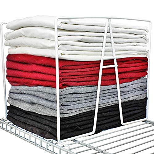 Extra Large 4 Pack *** 16" Shelving 15" Height *** White Titan Secure Wire Shelf Dividers for Closets - Xtra Large Model for More Clothes/Laundry/Bags
