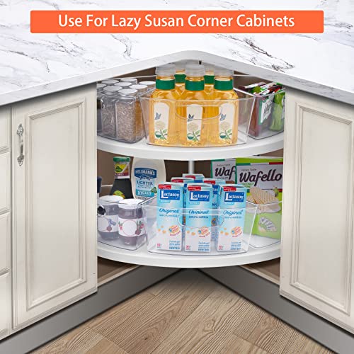 Lazy Susan Organizer 10.2"x 9.4"x4" for 26" Diameter Corner Lazy Susan Cabinet, Set of 8 Plastic Clear Lazy Susan Bins, 1/8 Wedge 4" Deep Kitchen Corner Storage Bin