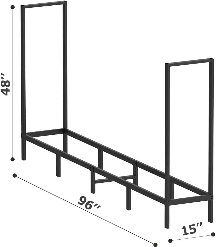 FOYUEE Firewood Rack Outdoor 8Ft Log Holder For Fireplace Indoor Fire Wood Storage Holding Stand Heavy Duty