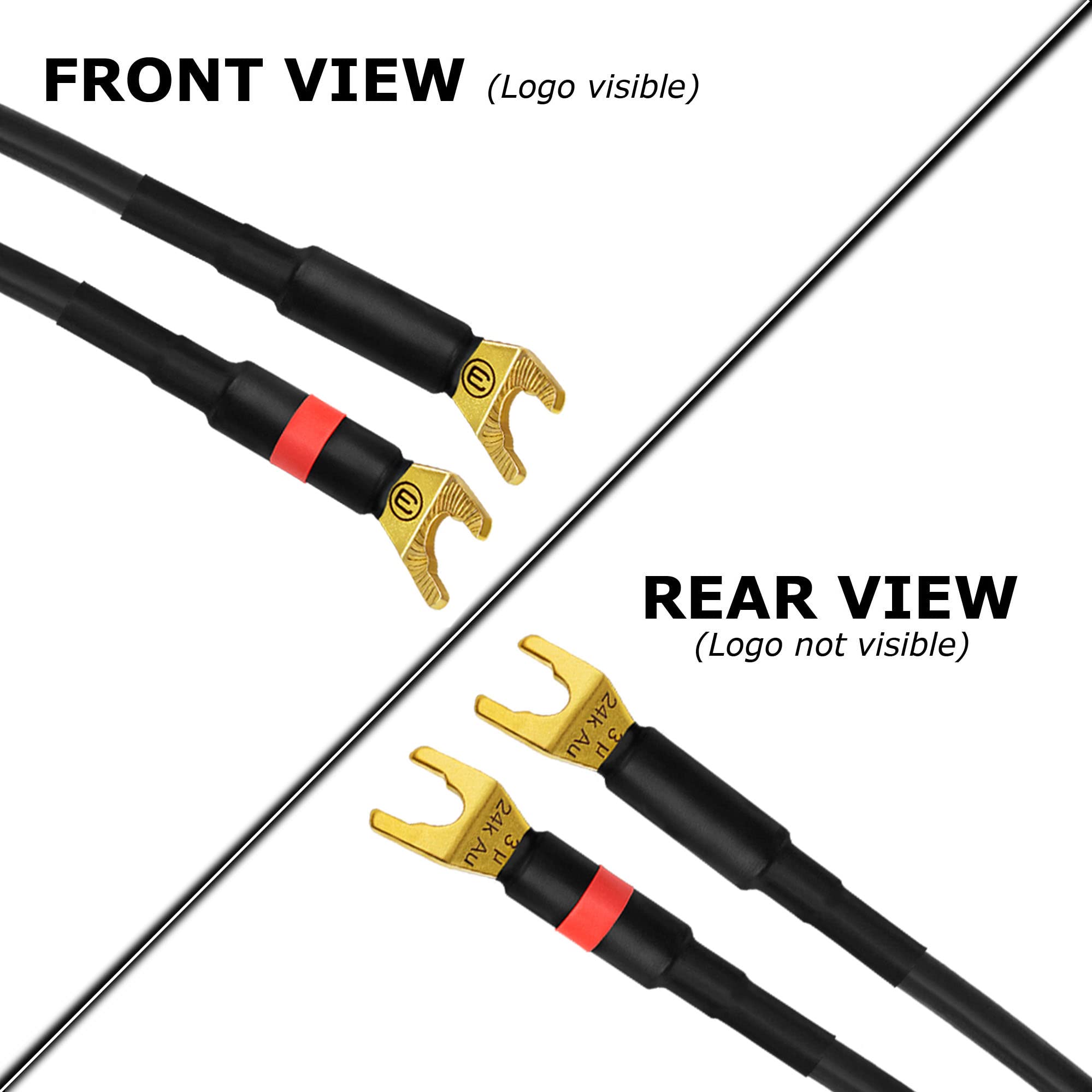 WORLDS BEST CABLES 10 Foot - Coaxial Audiophile Speaker Cable Pair Custom Made Using Mogami 3082 Wire & Eminence Gold Plated Spade Plugs (2 Plugs on Each end)