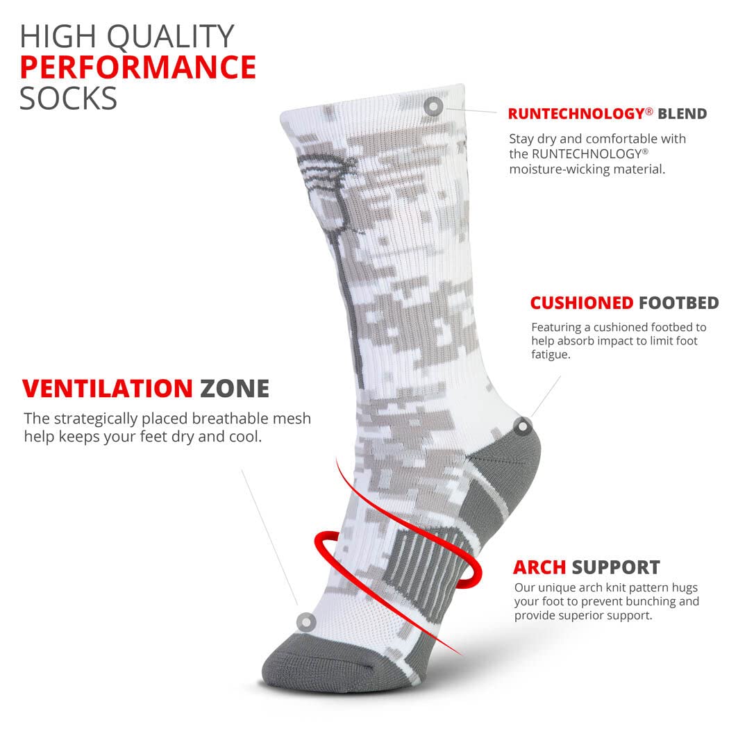 ChalkTalkSPORTS Lacrosse Woven Mid-Calf Socks | Lax Stick Head | Digital Camo
