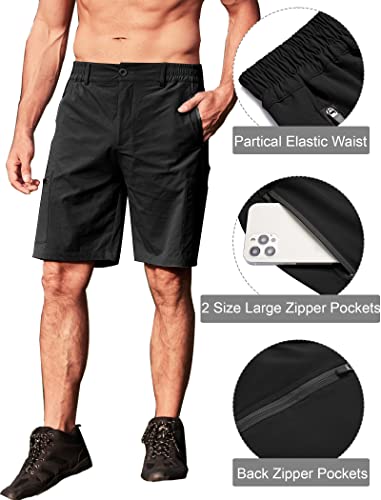 COOFANDY Mens Golf Shorts Quick Dry Stretch Hiking Cargo Shorts Lightweight Fishing Shorts with 5 Pockets Black