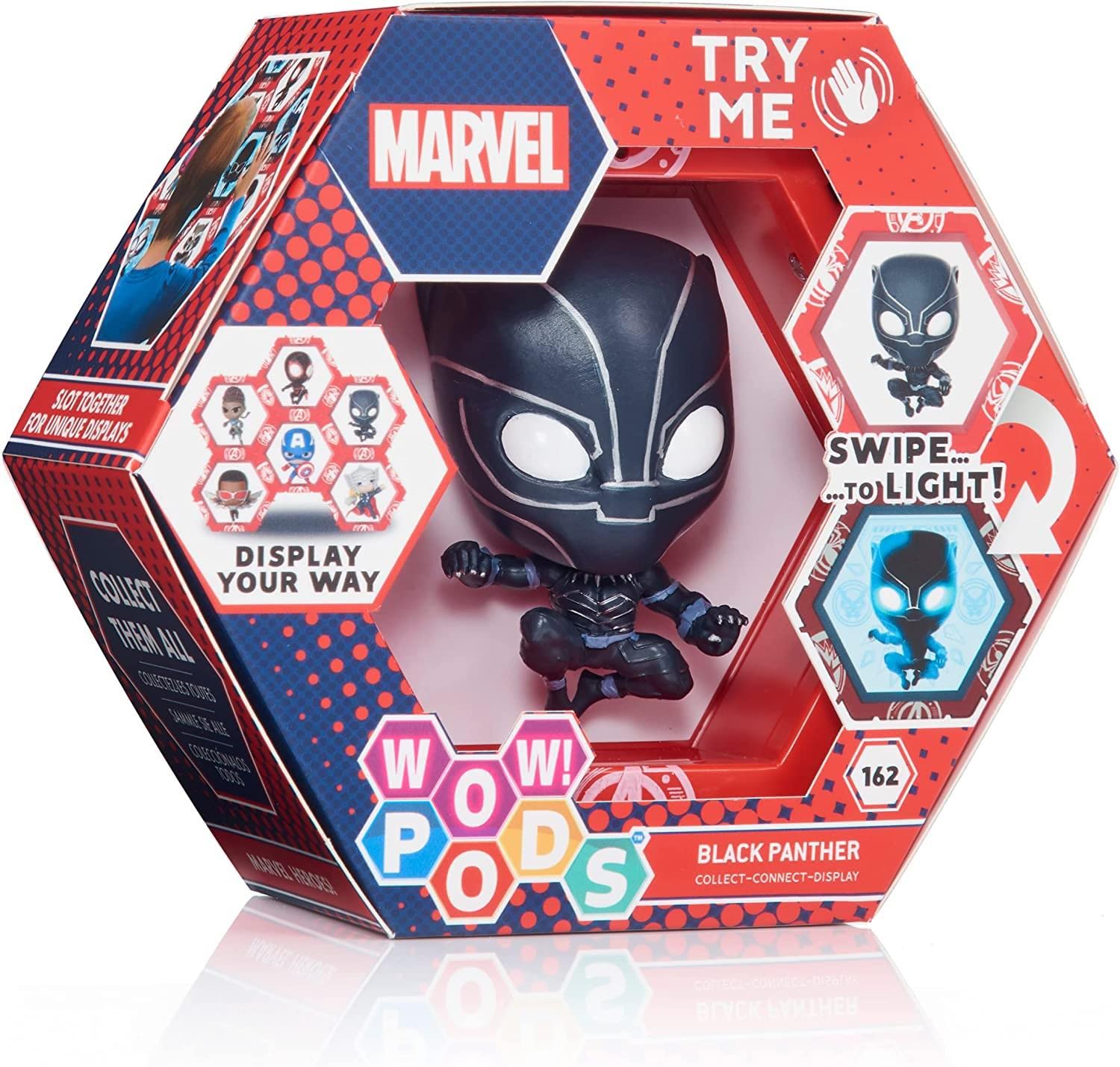 WOW! PODS Avengers Collection - Wakanda Forever Black Panther | Superhero Light-Up Bobble-Head Figure | Official Marvel Collectable Toys & Gifts,4 inches