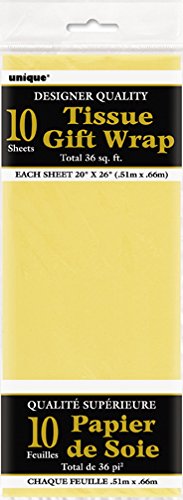 Tissue Gift Wraps - 20" x 26", Yellow, 10 Pcs